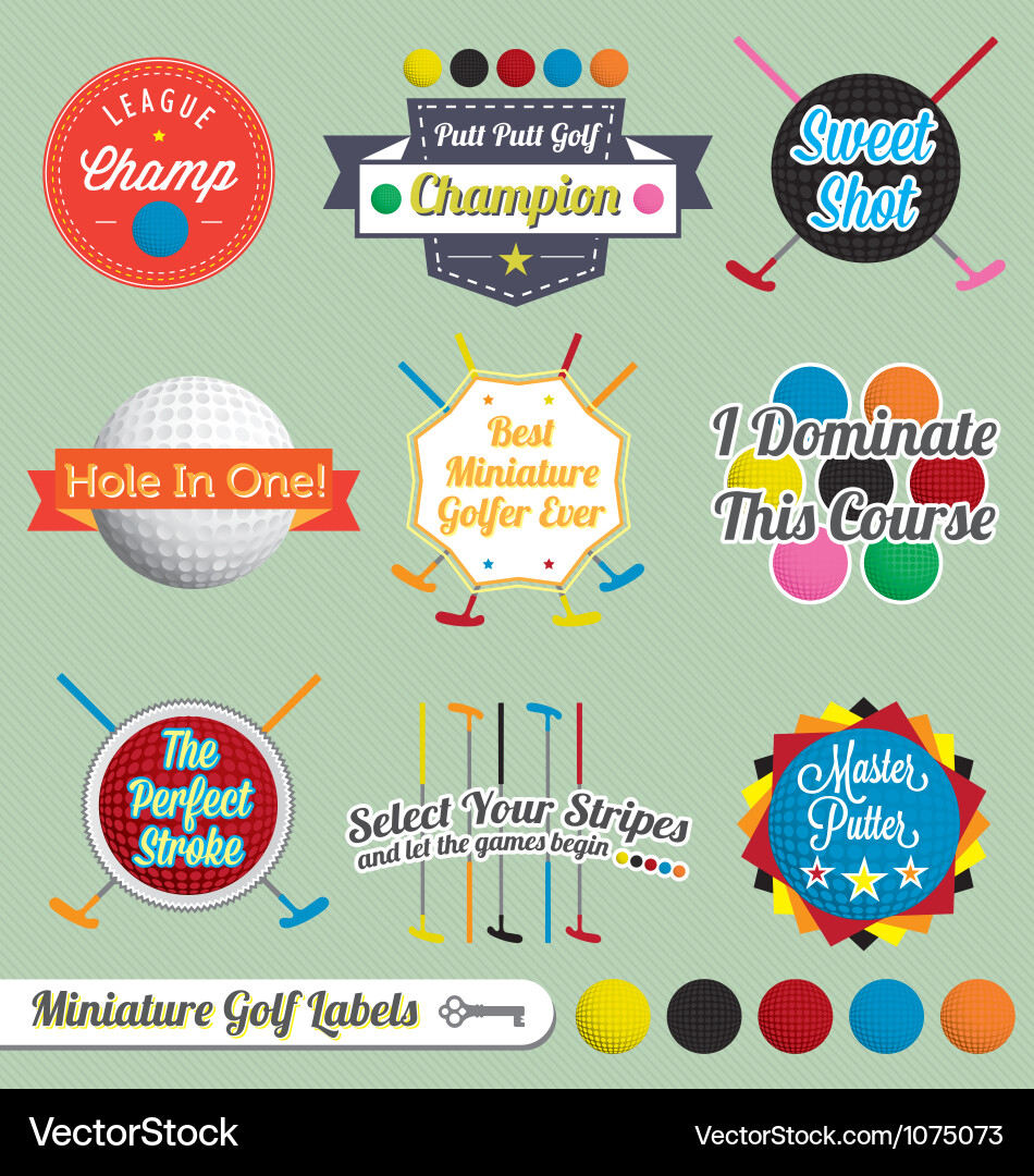 Miniature golf labels and icons Royalty Free Vector Image