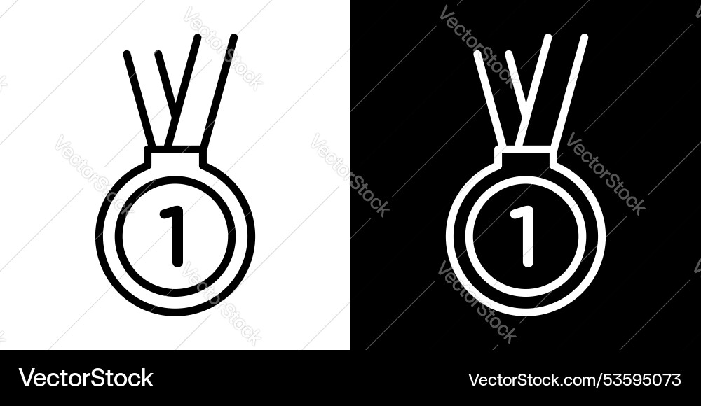 Number one medal thin line icon set Royalty Free Vector
