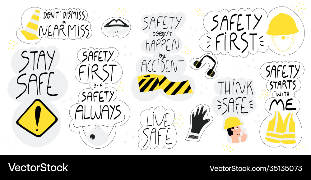 Safety hand drawn lettering set Royalty Free Vector Image
