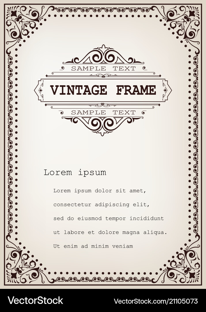 Vintage Filigree Frame Royalty Free Vector Image