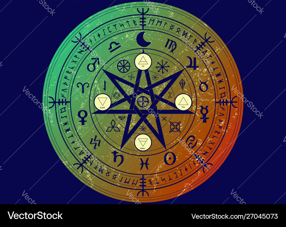 Wiccan symbol protection set mandala witches Vector Image