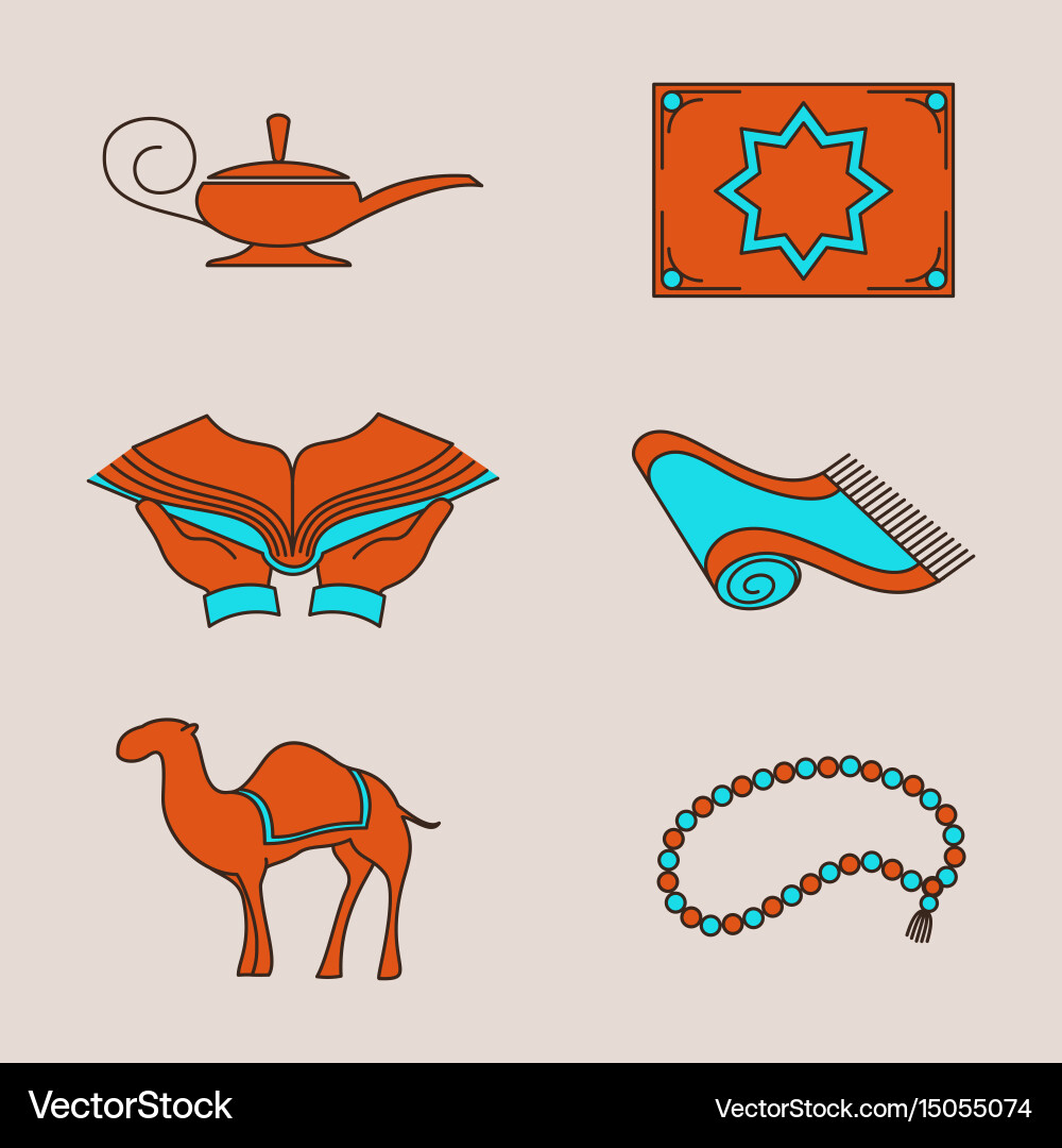 Arabic Icon Set - Islamic & Cultural Vector Image