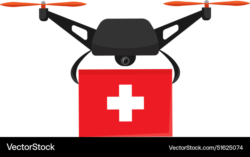 Drone carrying a medkit on transparent background Vector Image