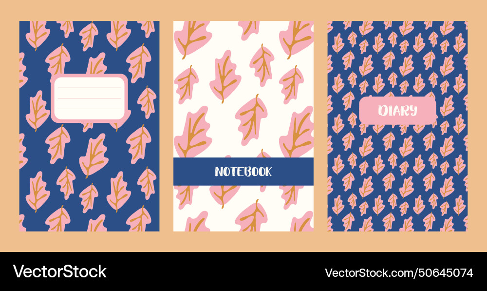 Exercise book cover abstract plant leaf template Vector Image