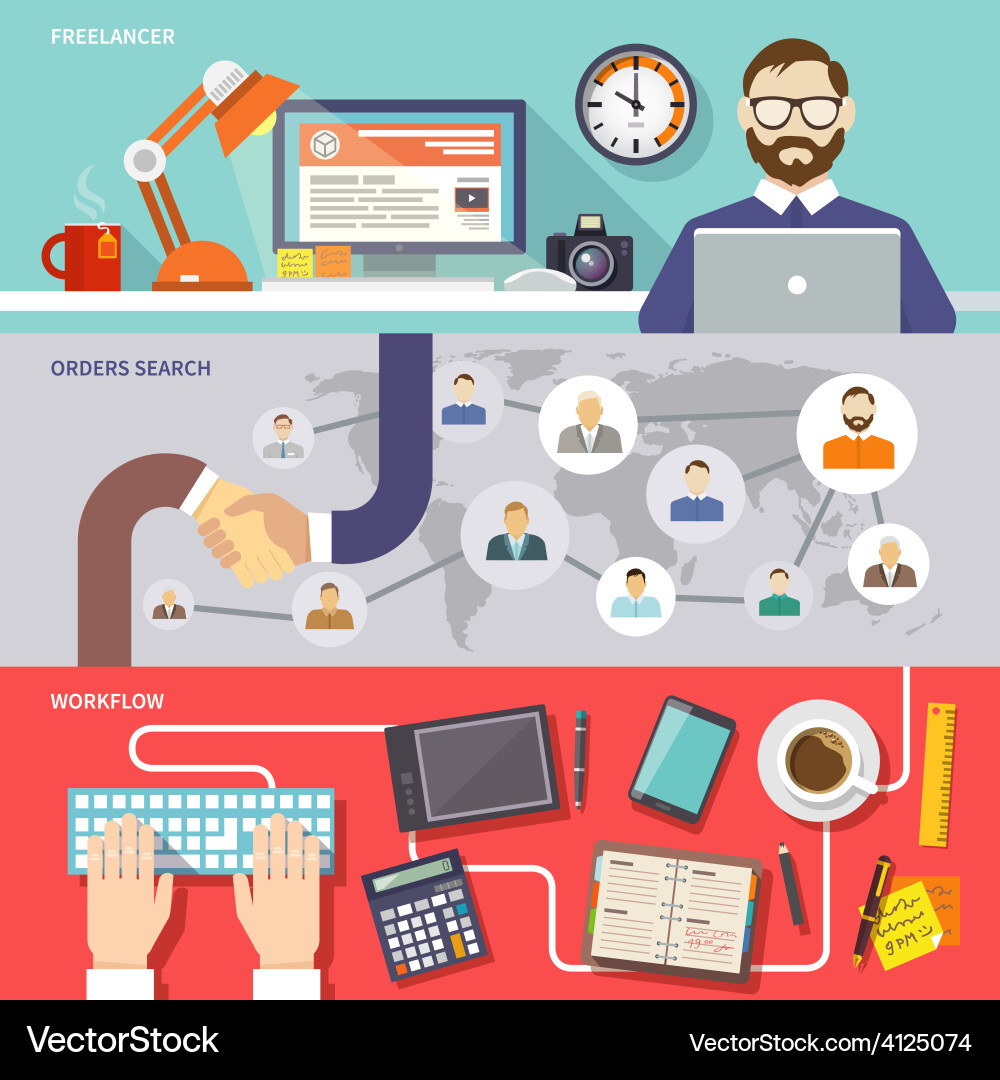 Freelance banner set Royalty Free Vector Image