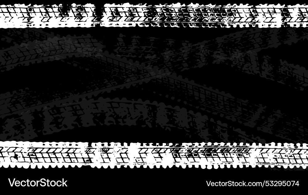 Grunge tire marks on black background Royalty Free Vector