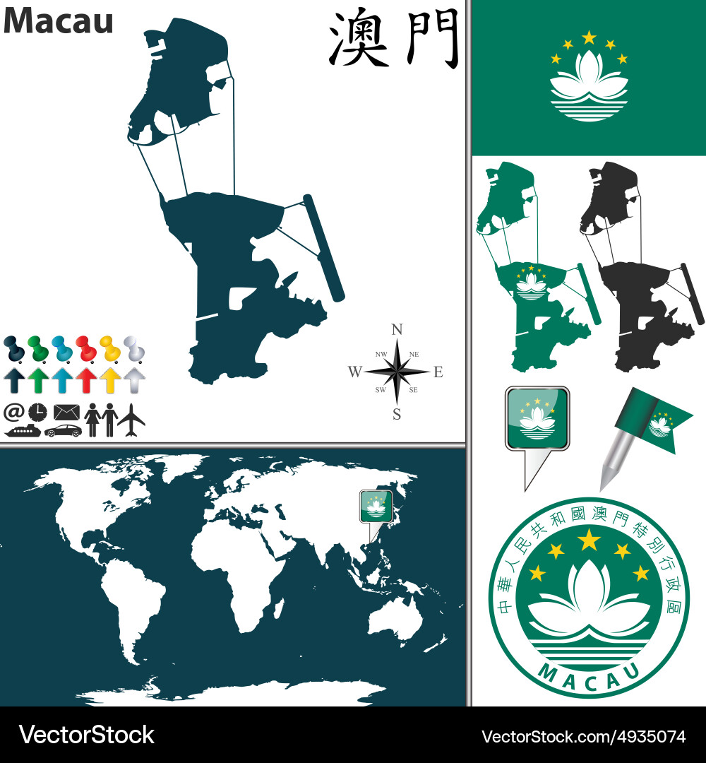 Macau map Royalty Free Vector Image - VectorStock