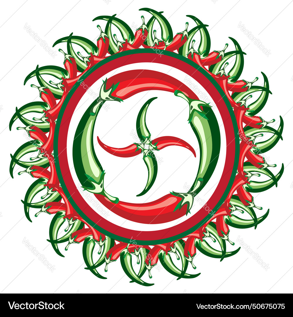 Circle frame red hot pepper original design card Vector Image