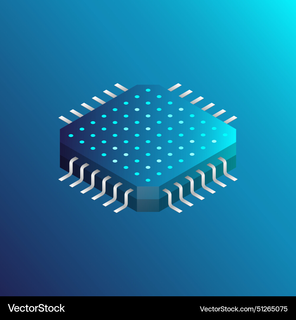 Cpu with blue lights and effects futuristic Vector Image