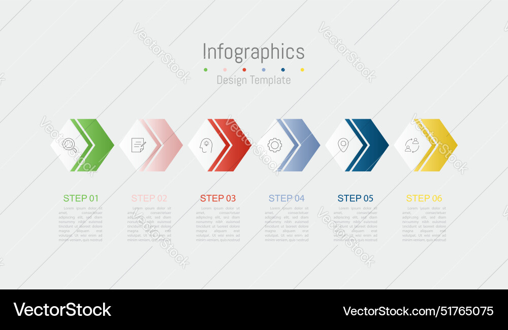 Infographic 6 options design elements Royalty Free Vector