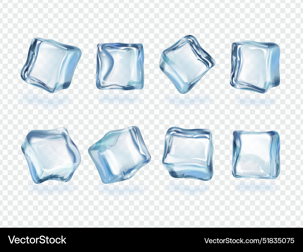 Realistic ice cubes freeze clear crystal 3d cubes Vector Image