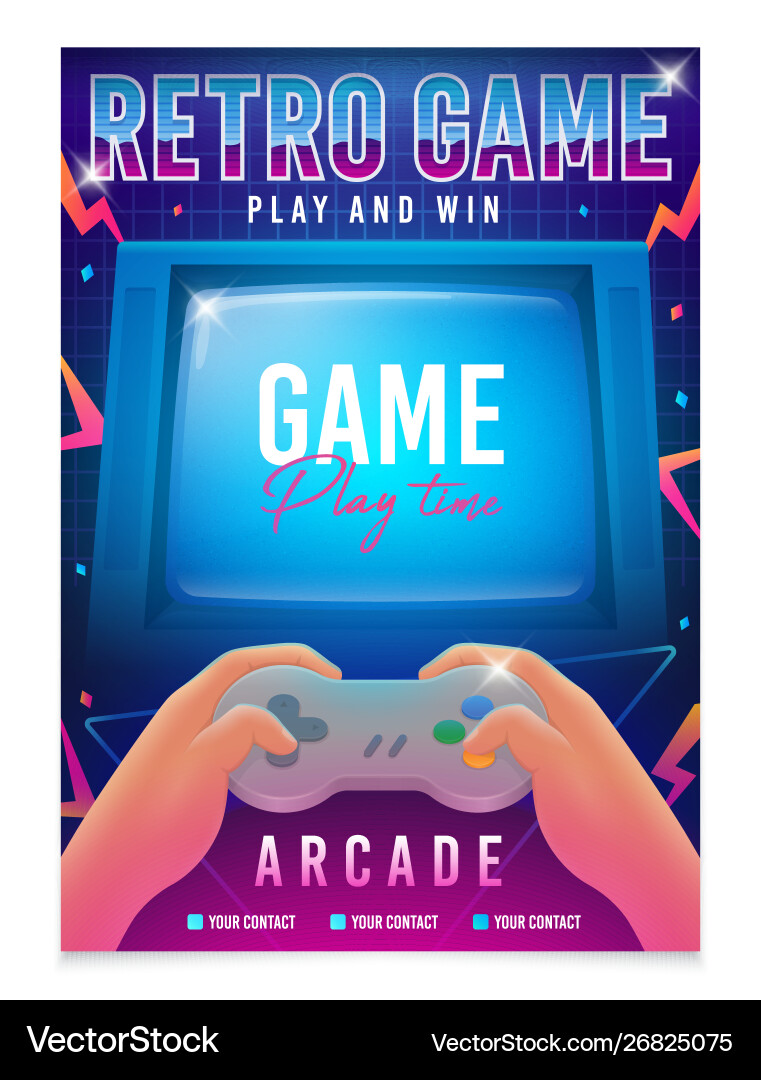 Retro gaming game 80s-90s arcade Royalty Free Vector Image