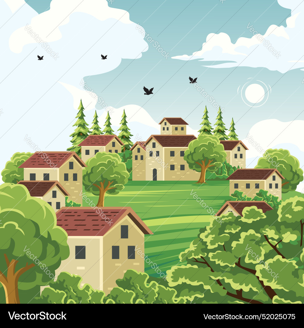 Rural arieal natural setting with trees and clear Vector Image