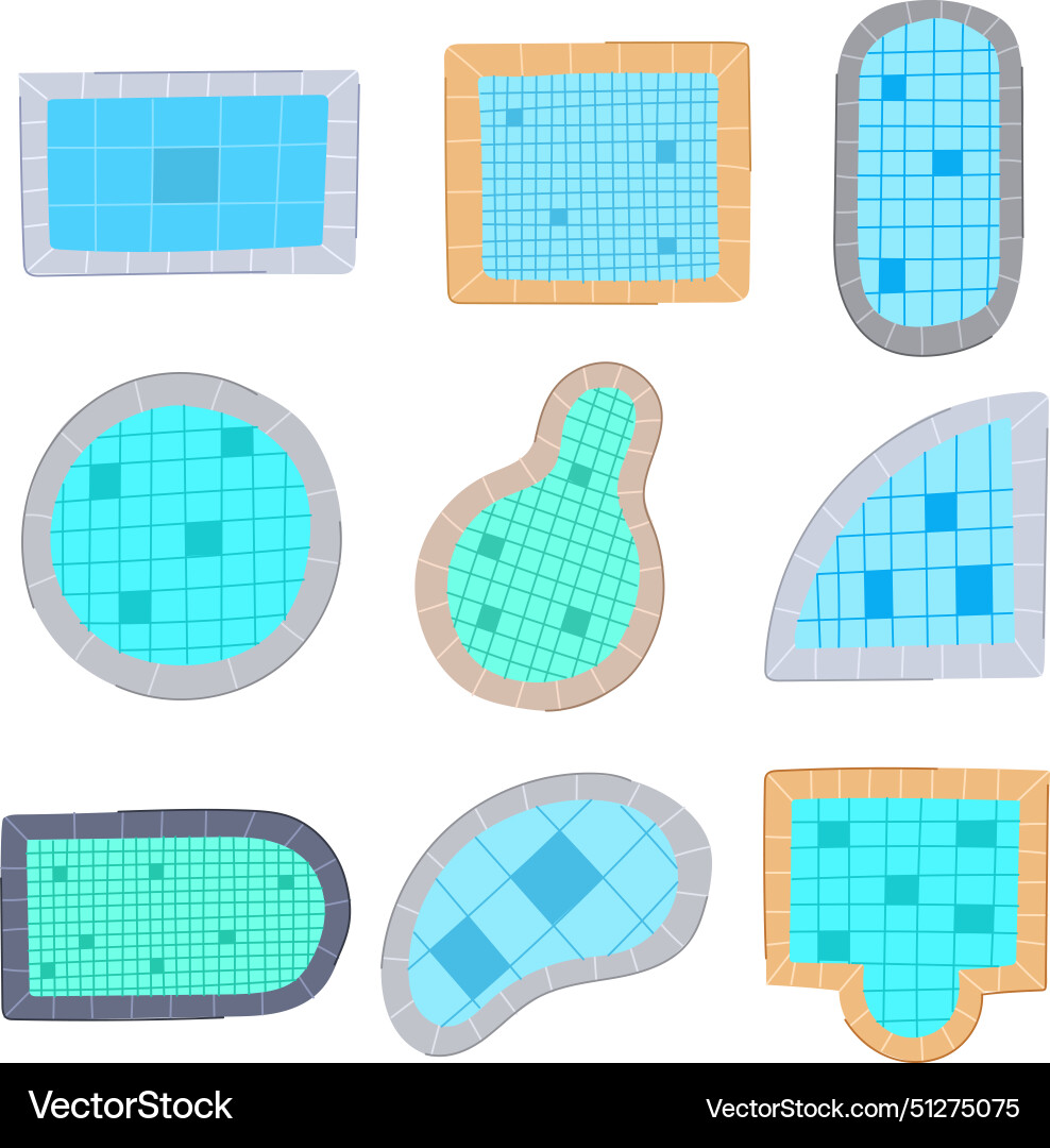 Top view pool set cartoon Royalty Free Vector Image