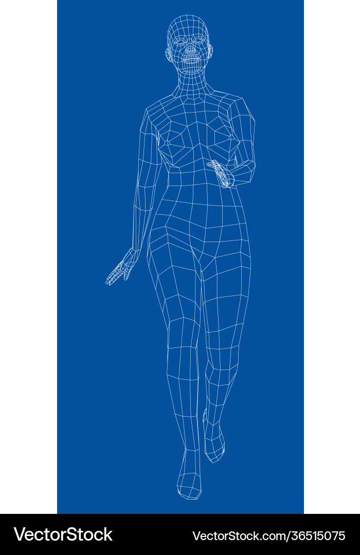 Wireframe walking woman Royalty Free Vector Image