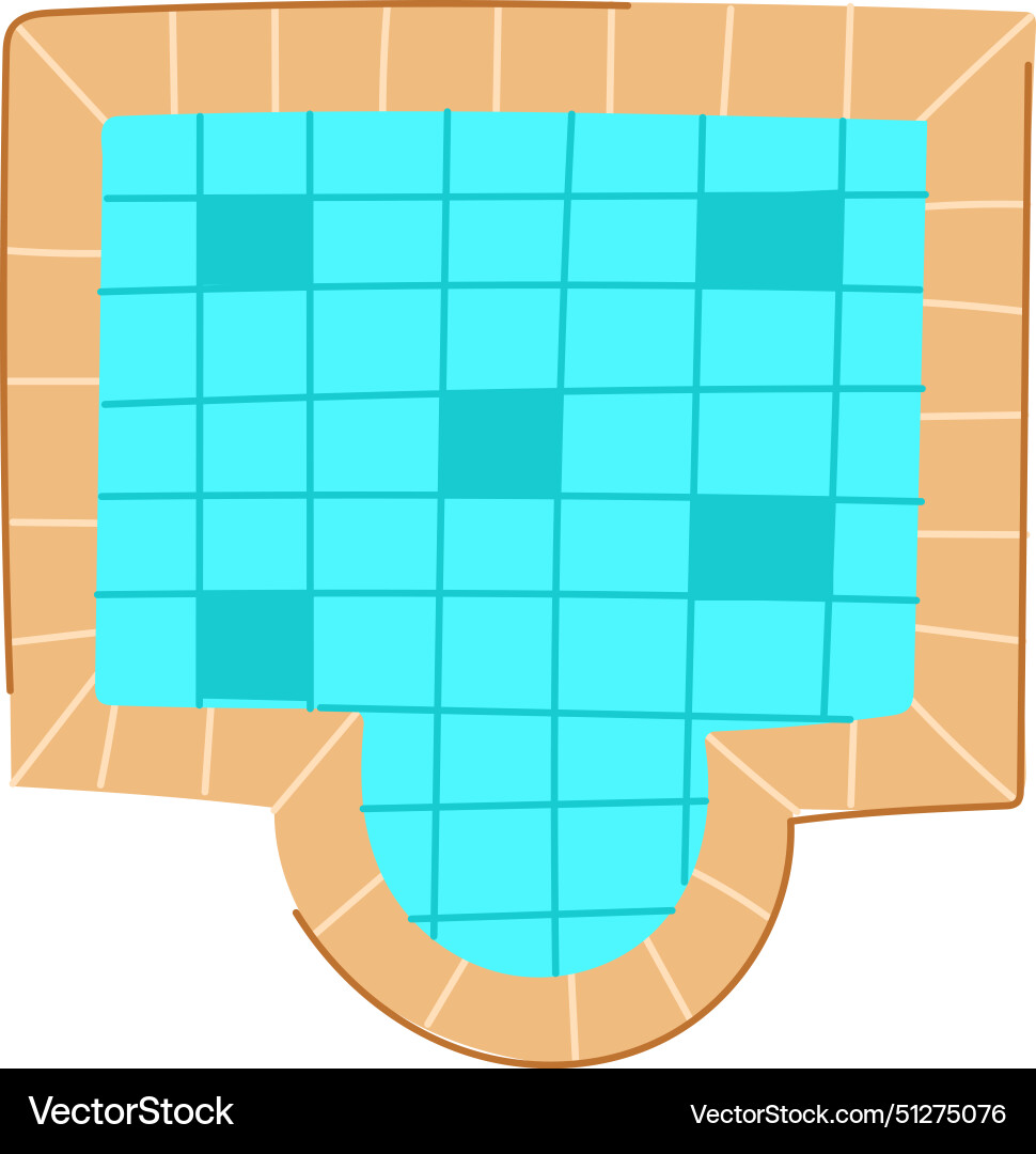 Blue top view pool cartoon Royalty Free Vector Image