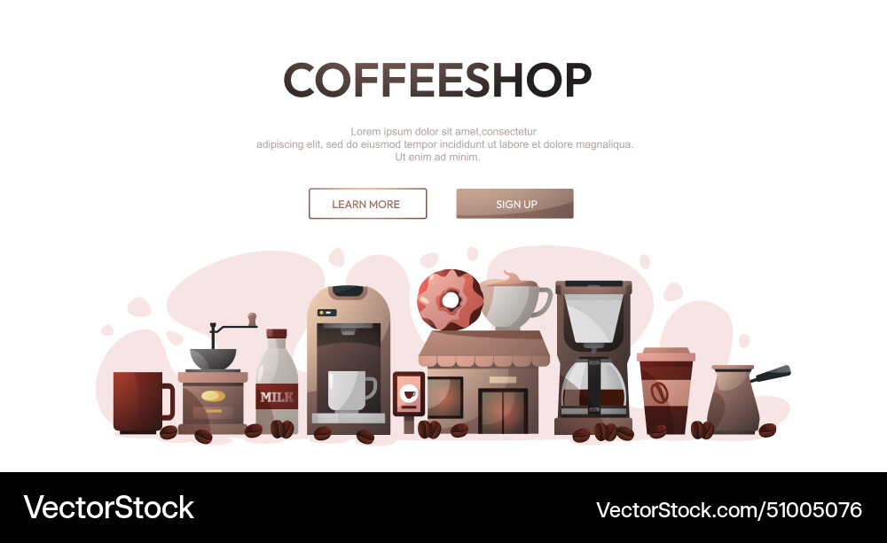 Coffee webpage concept modern web banner Vector Image