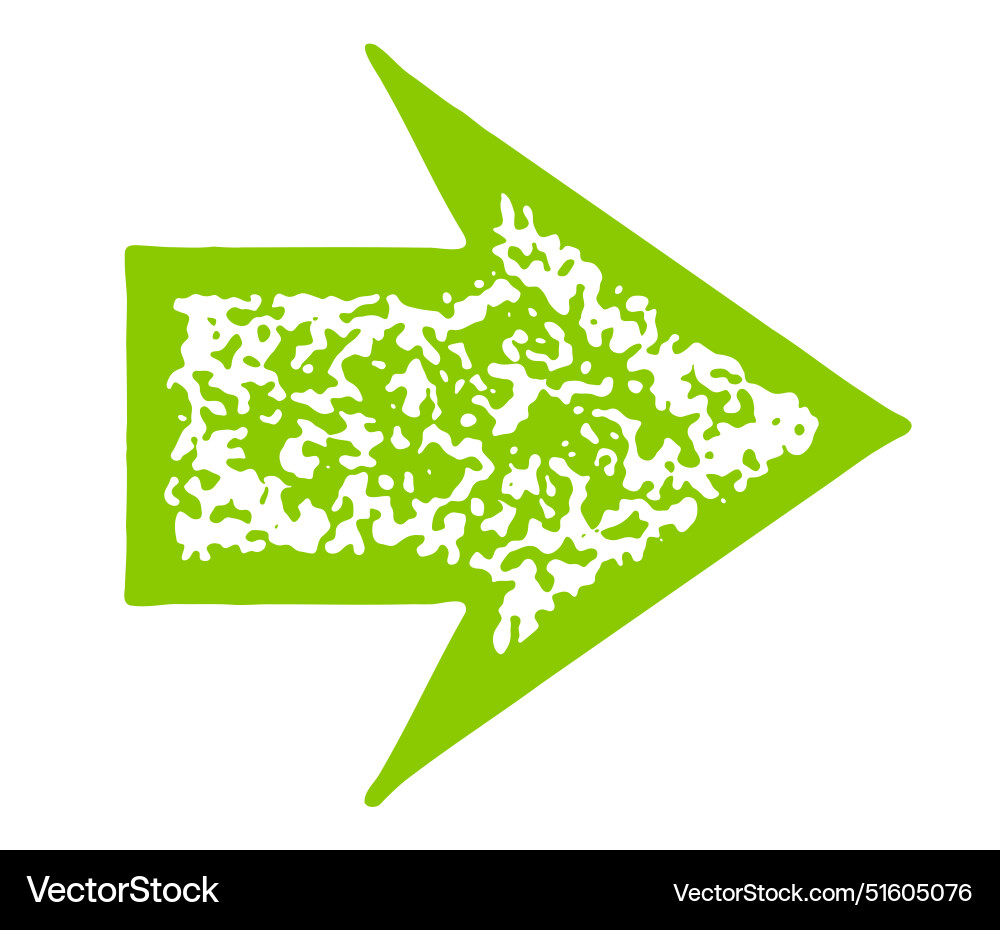 Green textured arrow icon pointing right Vector Image