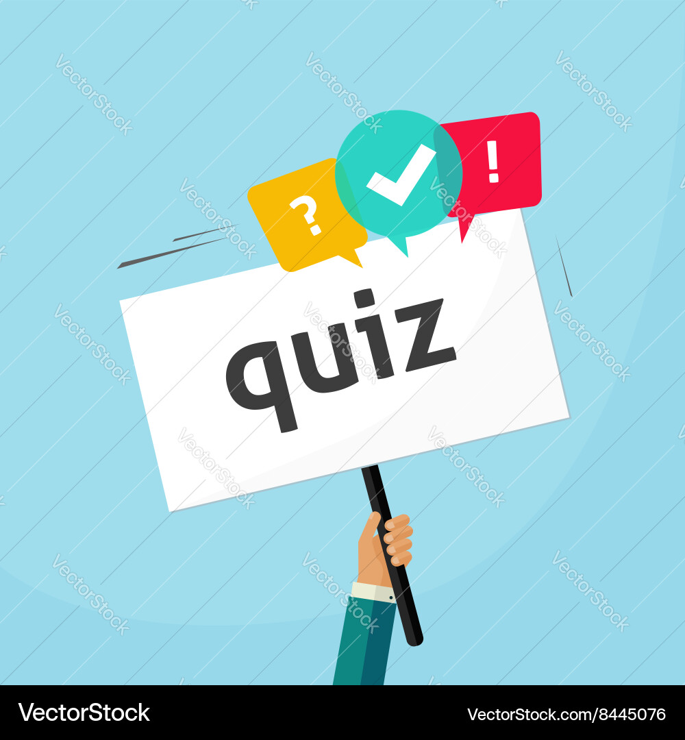 Hand holding placard with quiz text and speech Vector Image