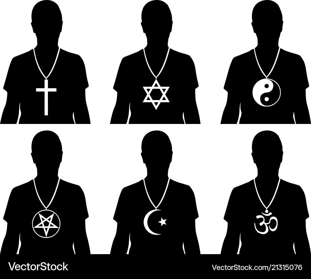 Men with religious symbols Royalty Free Vector Image
