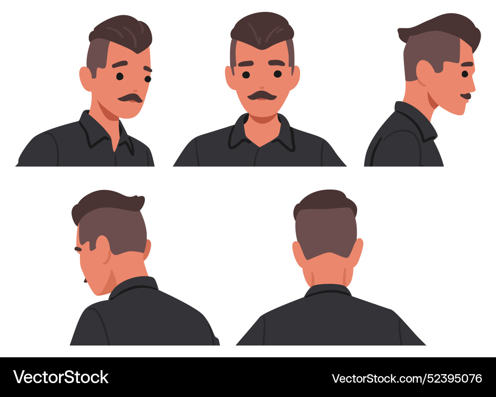Portraits of a man shown from different angles Vector Image