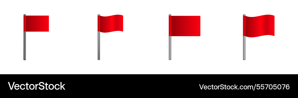 Red flags on poles - four different Royalty Free Vector