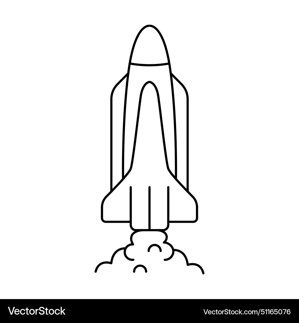 Rocket icon spaceship outline cartoon isolated Vector Image