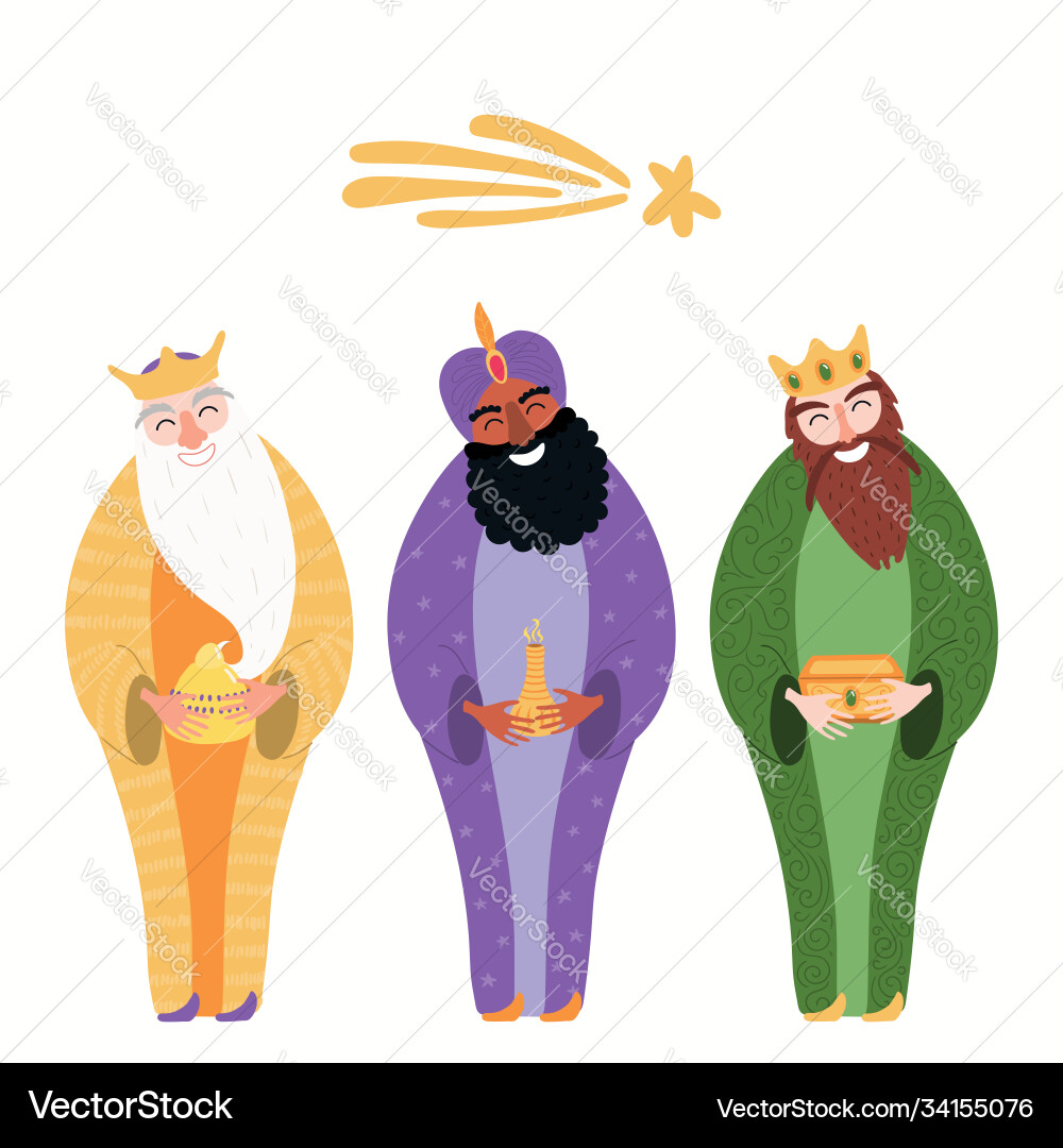 Three Kings Gift Giving Royalty Free Vector Image