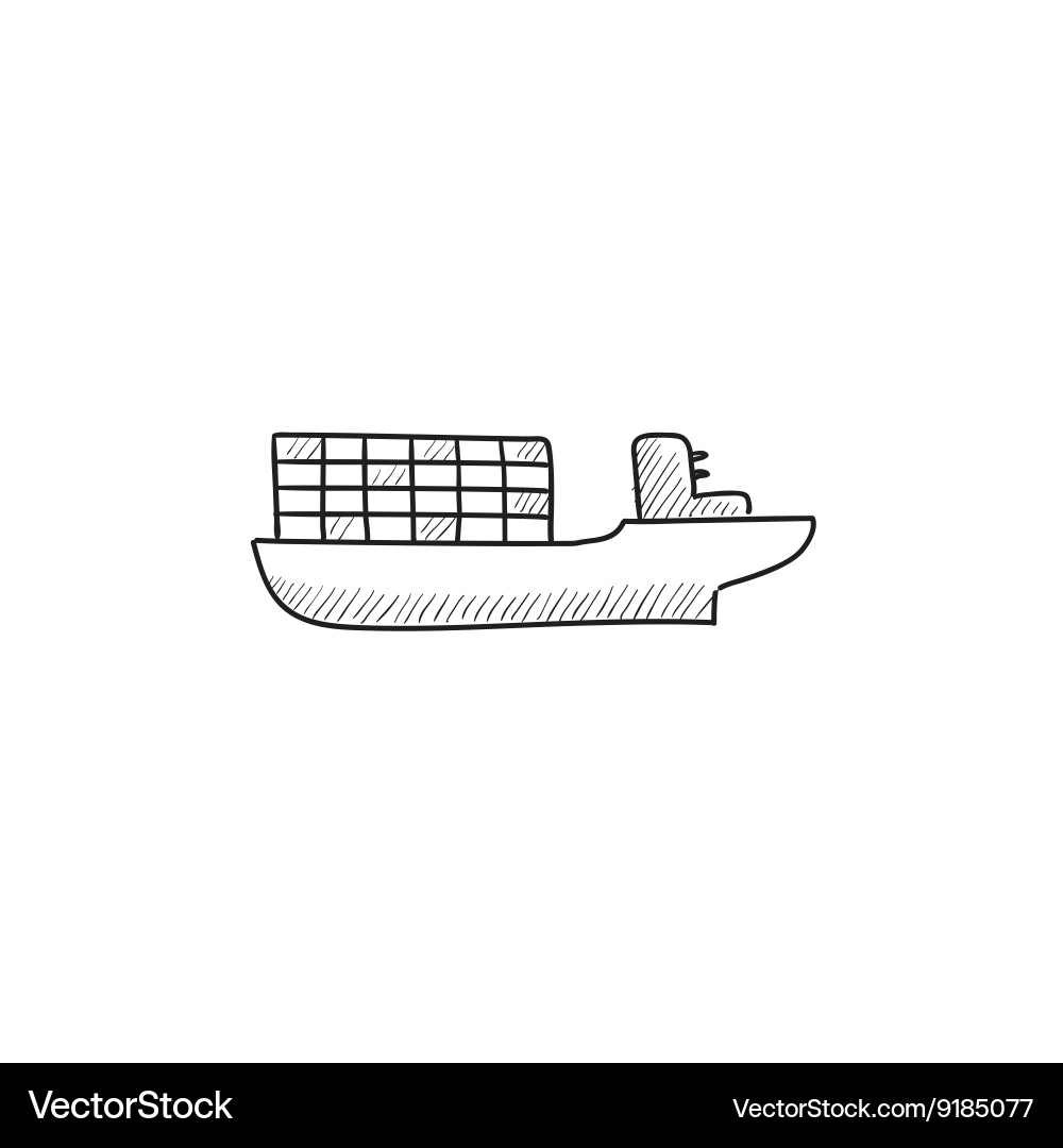 Container Schiff Skizze Symbol Lizenzfreies Vektorbild
