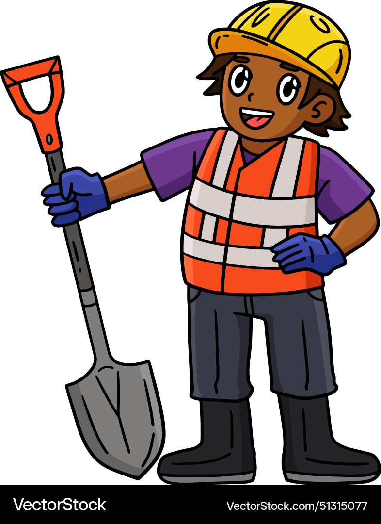 Construction worker with a shovel cartoon clipart Vector Image