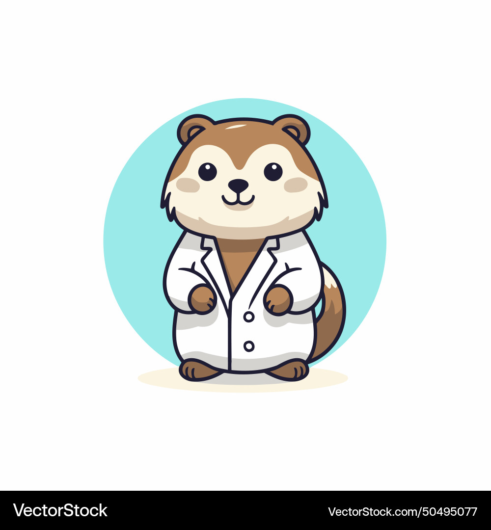 Cute hamster in a lab coat cartoon style Vector Image