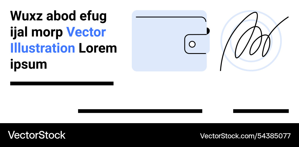 Digital wallet design with signature and text Vector Image