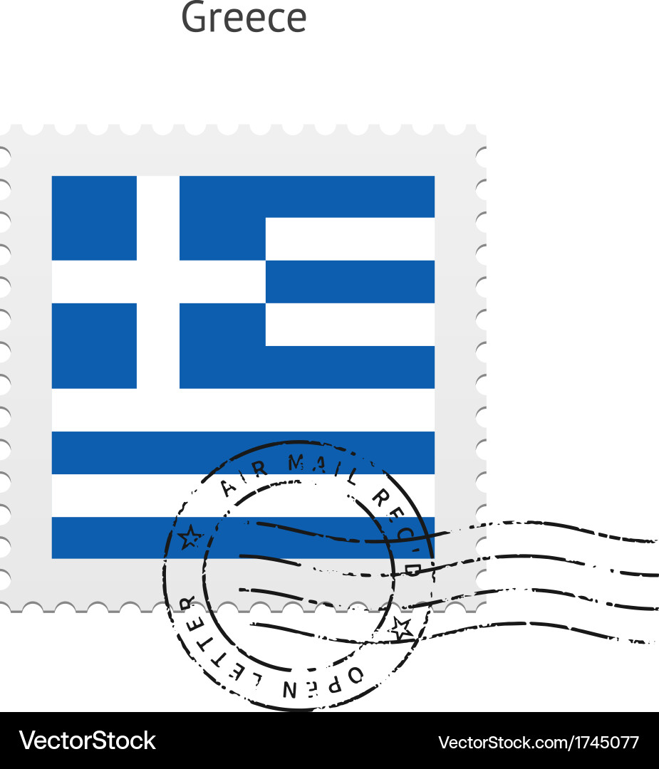 Greece flag postage stamp Royalty Free Vector Image
