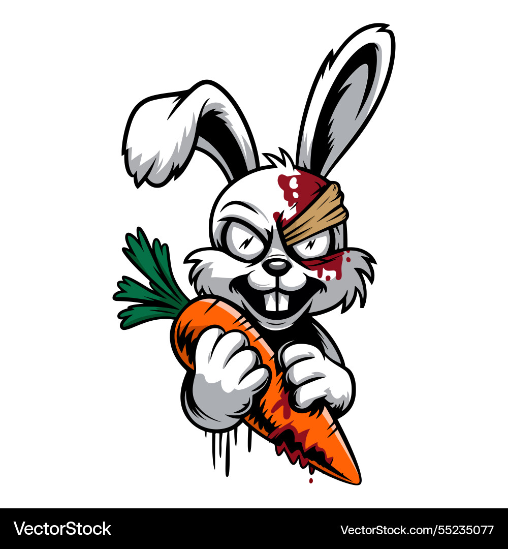 Injured Angry Rabbit with Carrot Royalty Free Vector Image