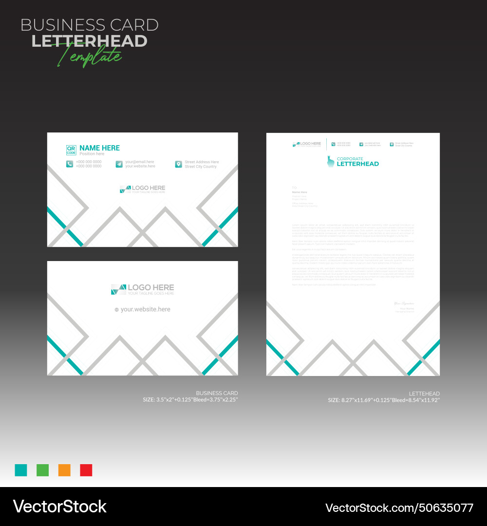 Letterhead and business card design Royalty Free Vector