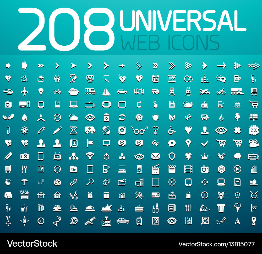 Mega collection of 208 universal web icons Vector Image