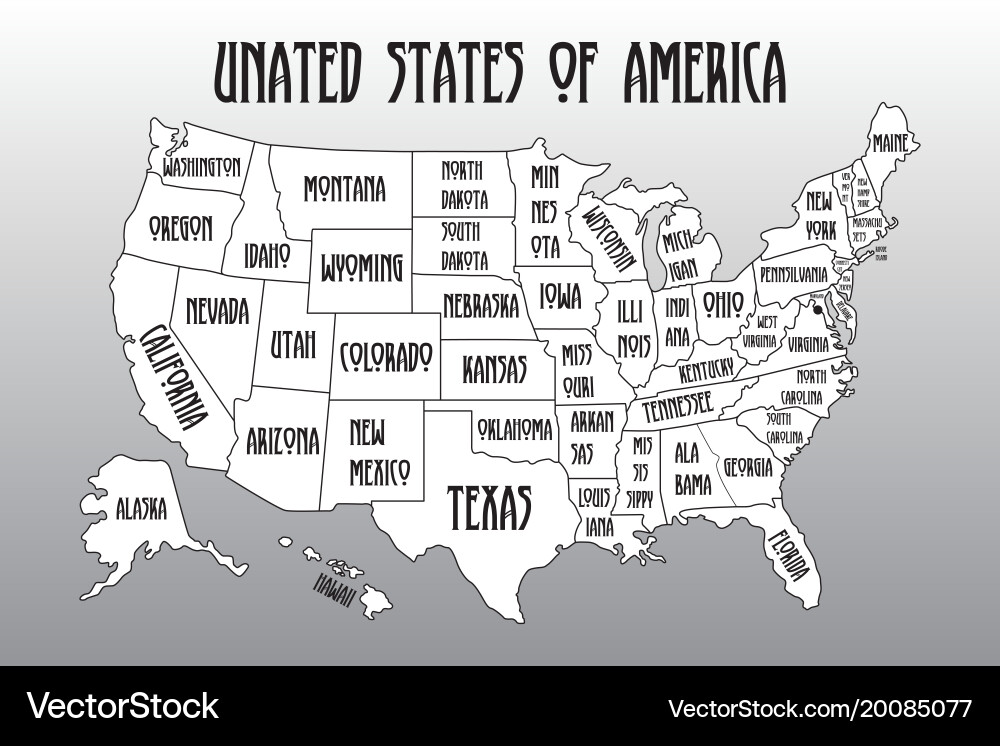 Poster map of united states america with state Vector Image