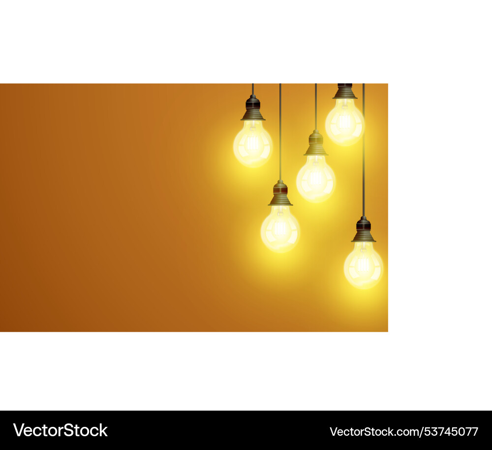 Realistic light bulbs on a yellow background Vector Image