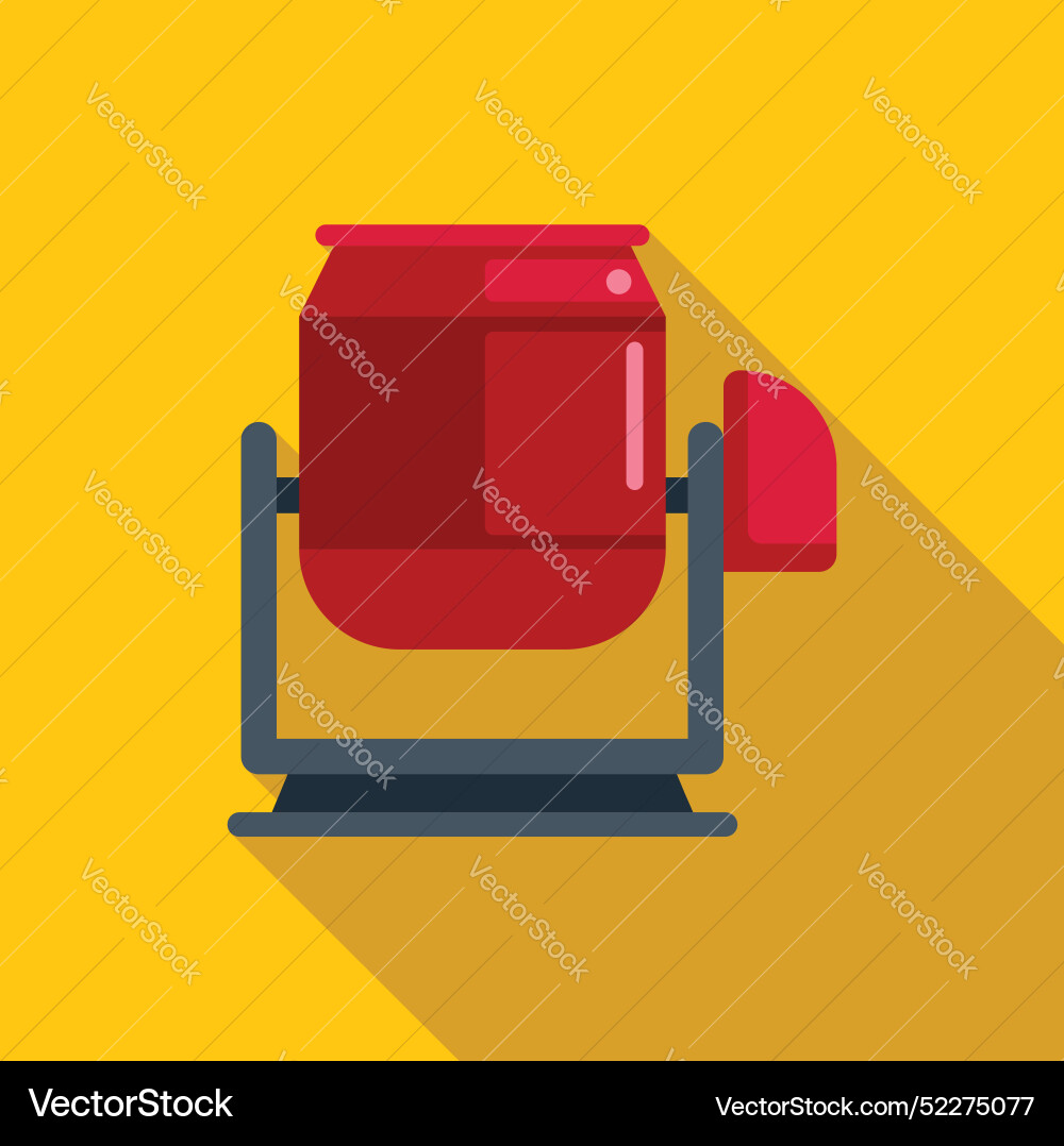 Red concrete mixer mixing cement for construction Vector Image