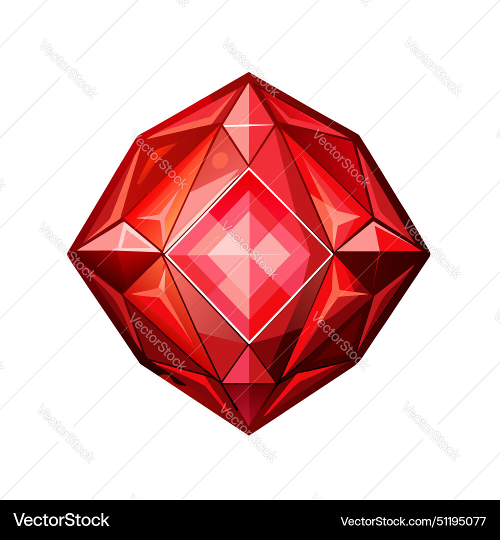 Red ruby diamond gem stone Royalty Free Vector Image