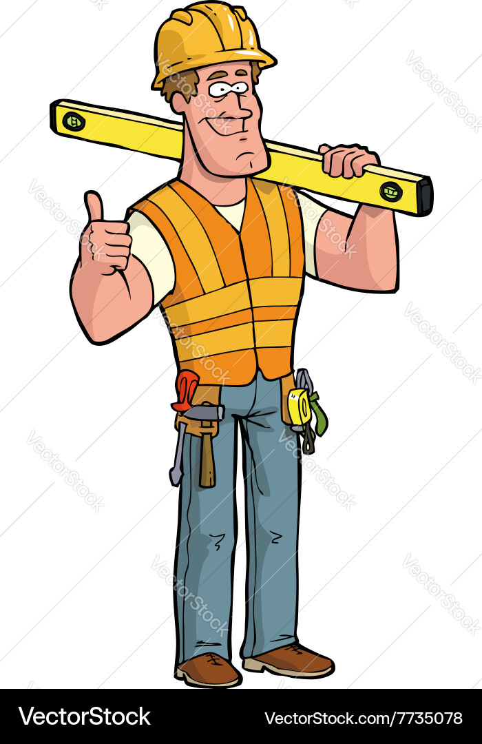Builder with level Royalty Free Vector Image - VectorStock