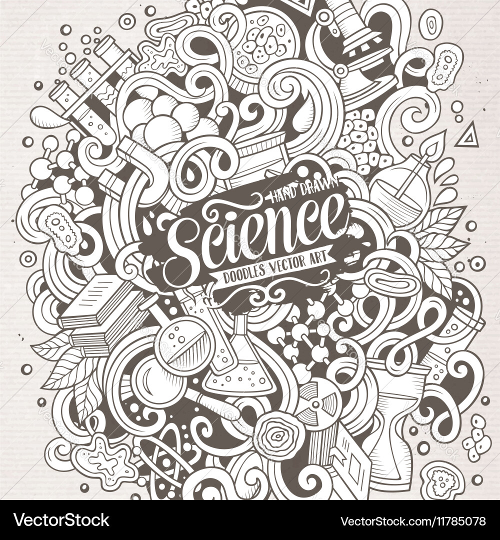 Cartoon cute doodles science Royalty Free Vector Image