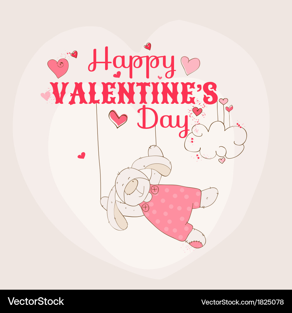 Cute Valentine's Day Bunny Card Royalty Free Vector Image