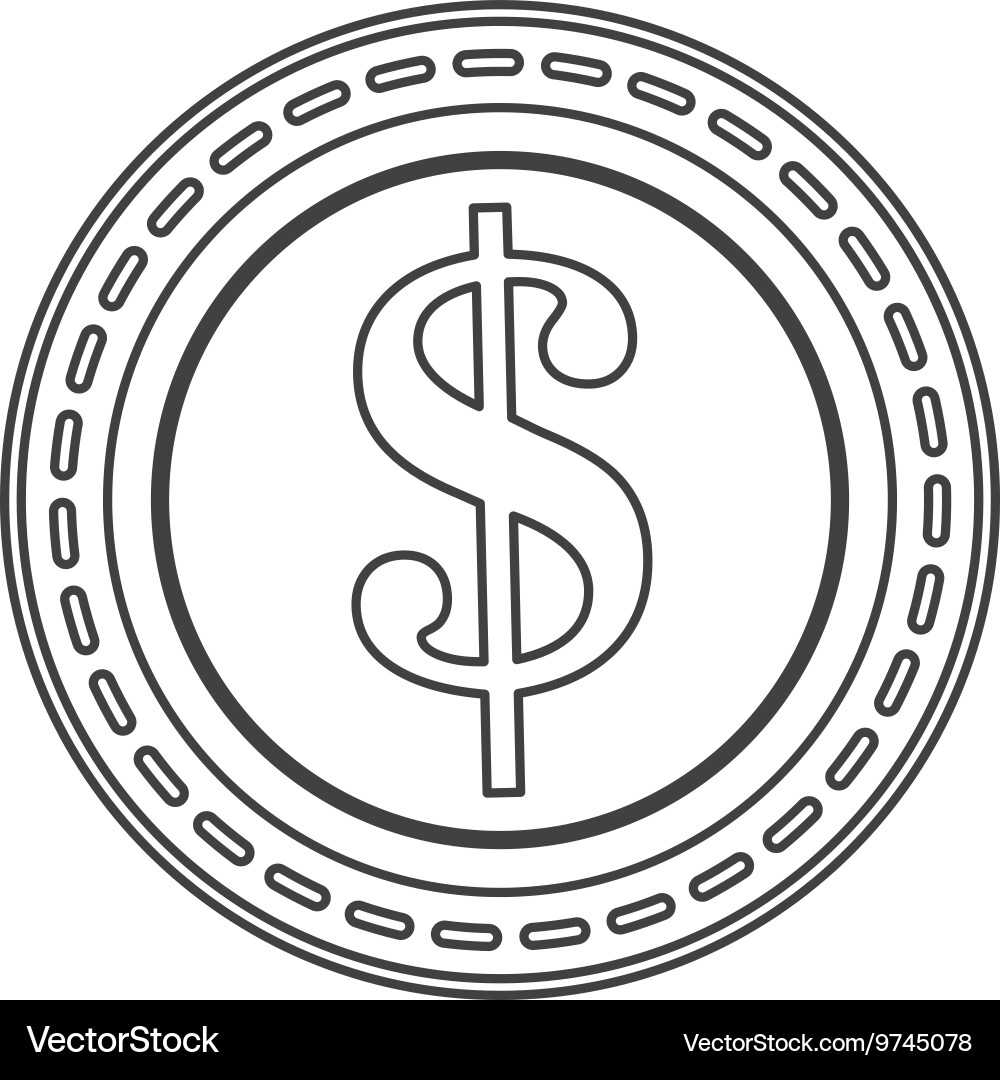 Dollar sign coin icon line design Royalty Free Vector Image