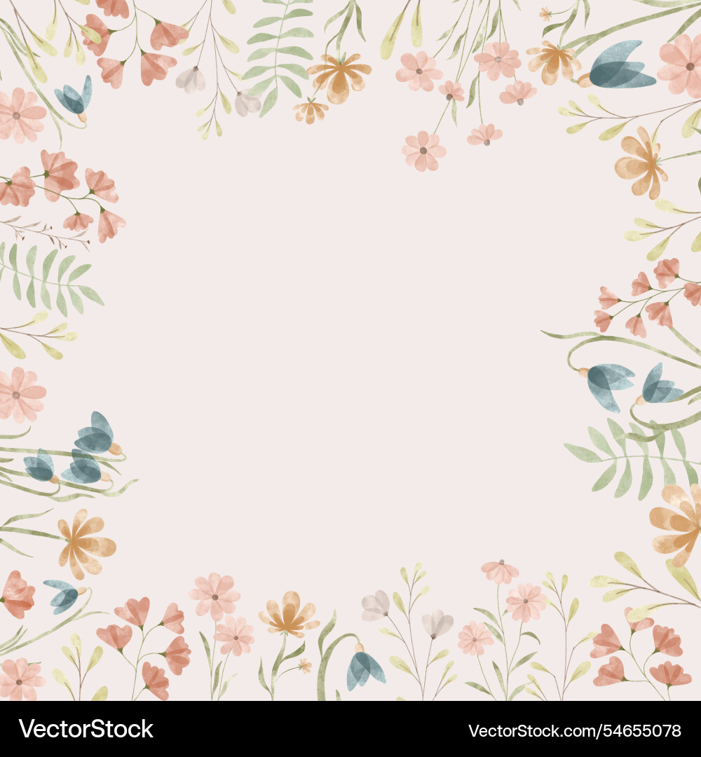 Floral frame isolated on the beige background Vector Image