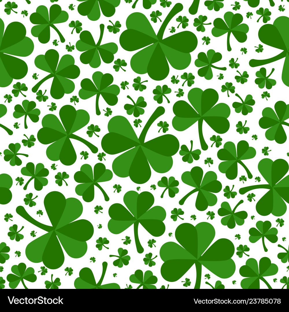 Green Clover Pattern - St. Patrick's Day Vector Image