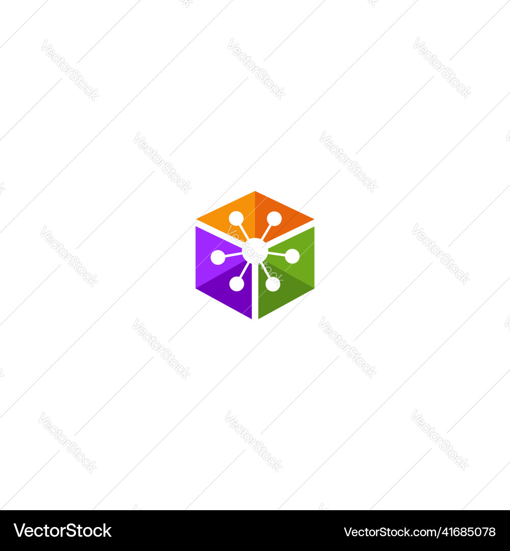 Hexagon shape dot connection colorful logo Vector Image