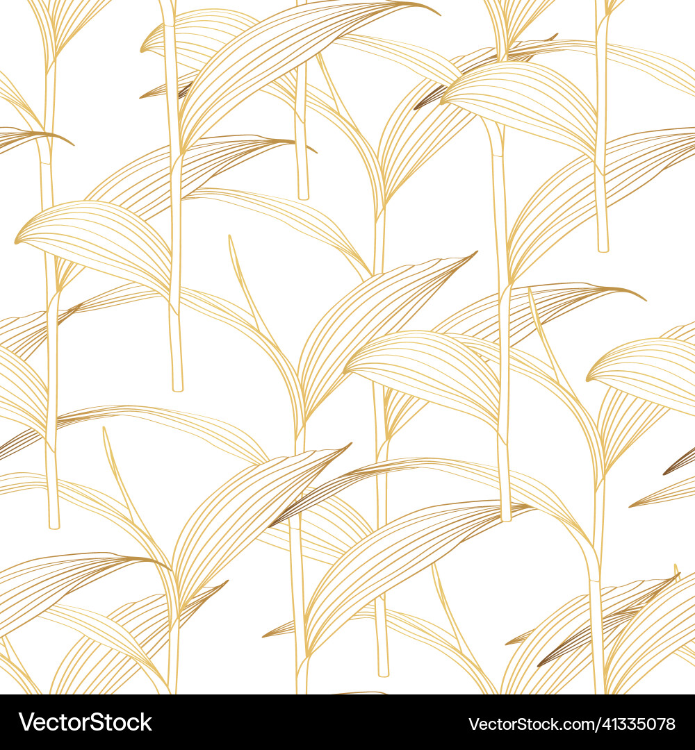 Seamless pattern with golden tropical leaves Vector Image