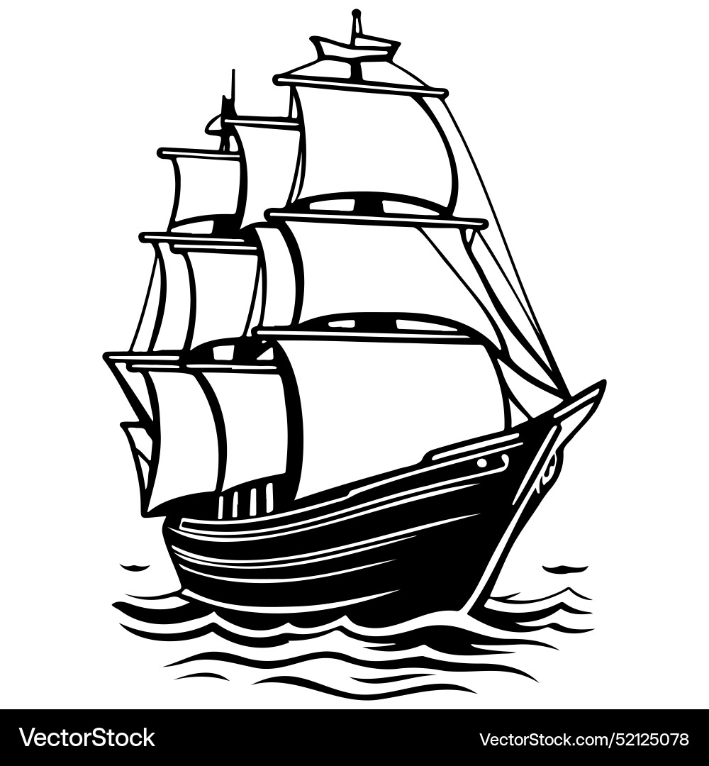 Ship hand drawn line transparent background Vector Image