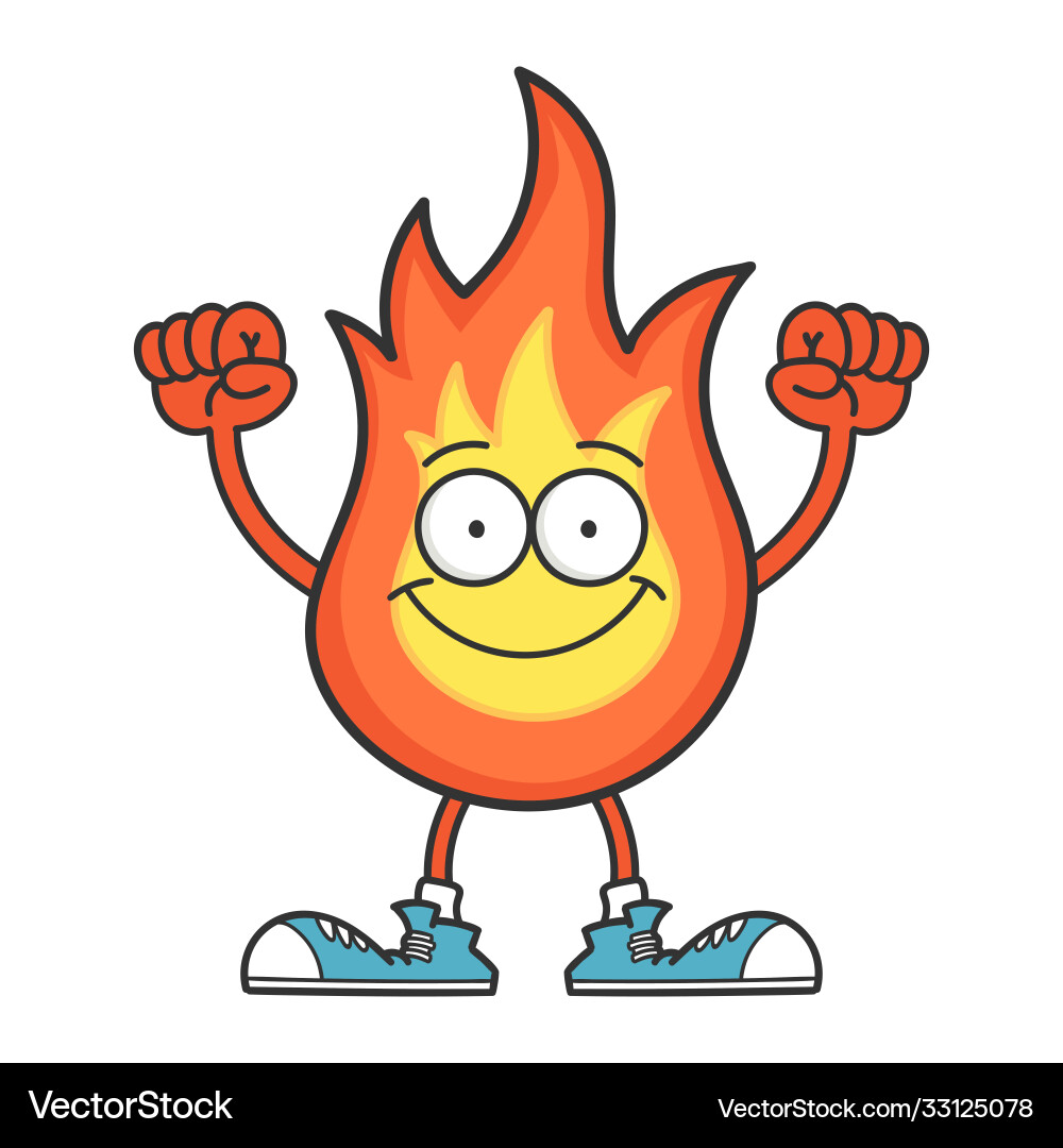 Smiling fireball cartoon character isolated Vector Image